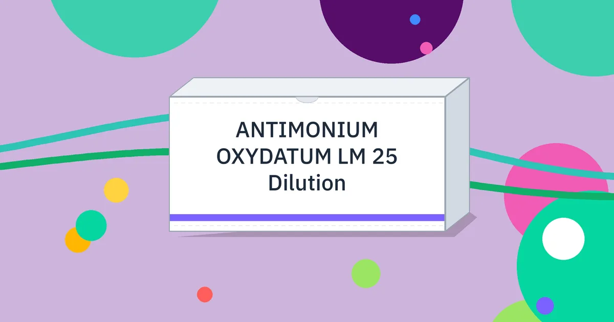 Symbolbild: Packung mit der Aufschrift ANTIMONIUM OXYDATUM LM 25 Dilution (PZN 13374699) – Verfügbarkeit und Bezug in Apotheken in Frankfurt am Main