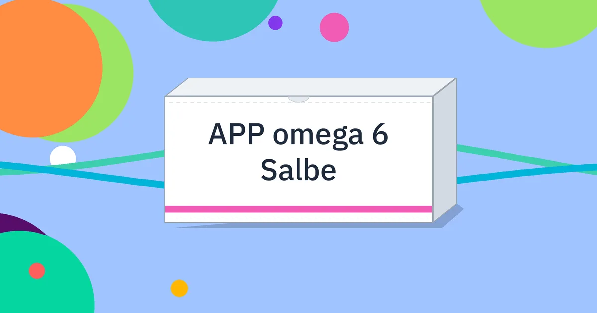 Symbolbild: Packung mit der Aufschrift APP omega 6 Salbe (PZN 01123845) – Verfügbarkeit und Bezug in Apotheken in Frankfurt am Main