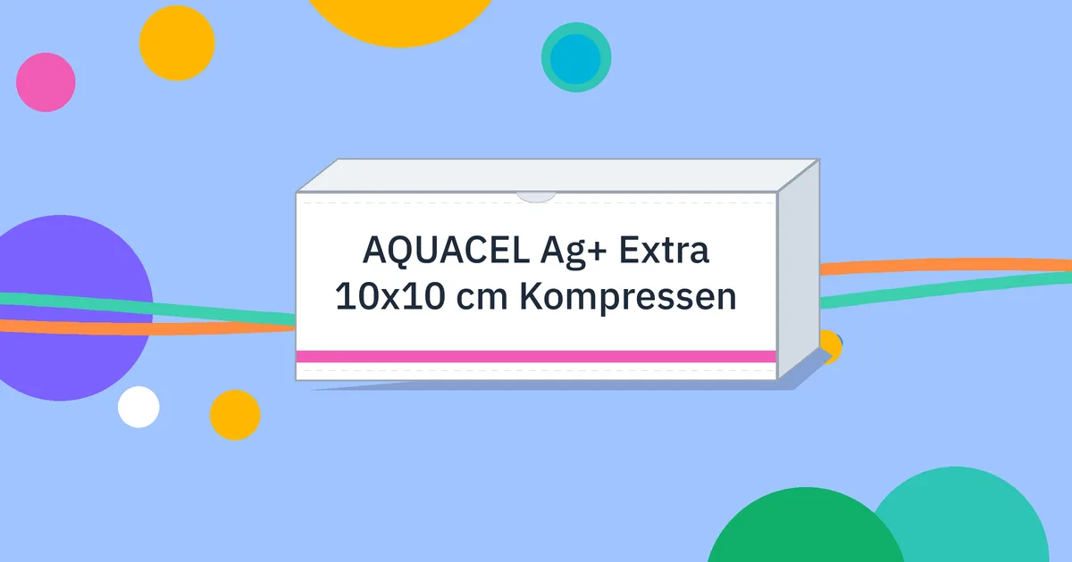 Symbolbild: Packung mit der Aufschrift AQUACEL Ag+ Extra 10x10 cm Kompressen (PZN 13719402) – Verfügbarkeit und Bezug in Apotheken in Frankfurt am Main