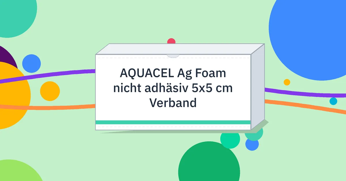 Symbolbild: Packung mit der Aufschrift AQUACEL Ag Foam nicht adhäsiv 5x5 cm Verband (PZN 09060191) – Verfügbarkeit und Bezug in Apotheken in Frankfurt am Main
