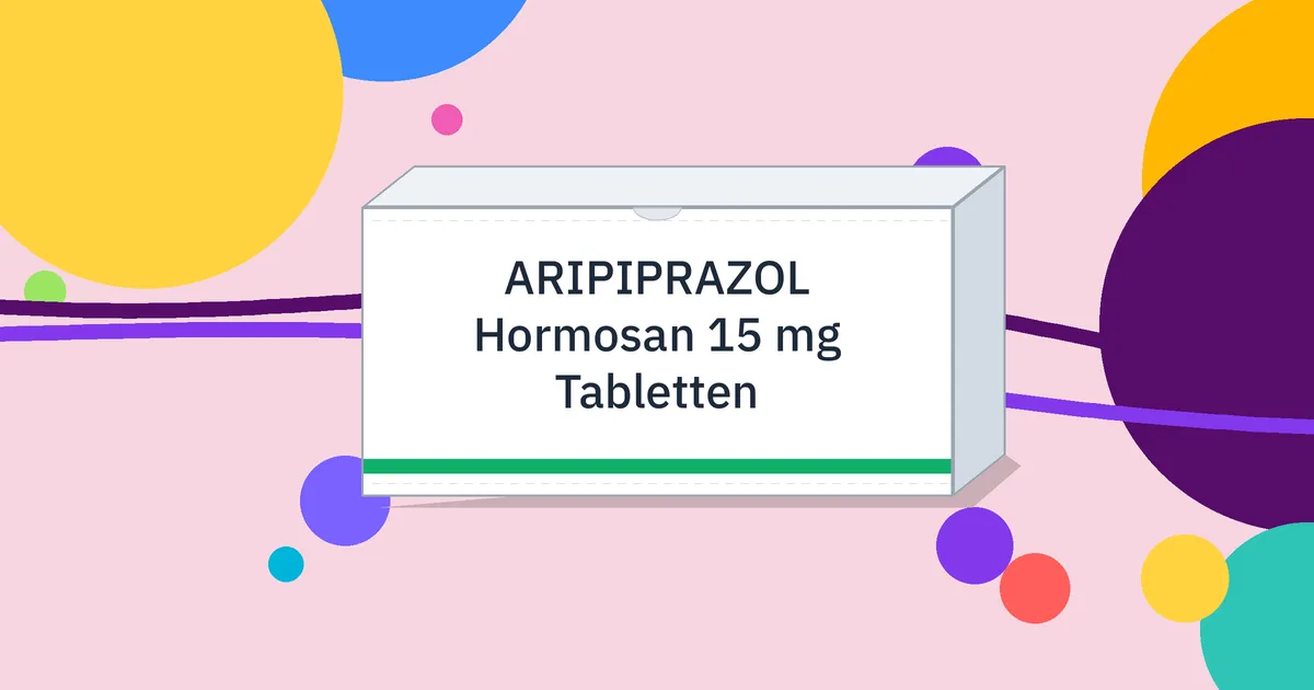 Symbolbild: Packung mit der Aufschrift ARIPIPRAZOL Hormosan 15 mg Tabletten (PZN 10754361) – Verfügbarkeit und Bezug in Apotheken in Frankfurt am Main