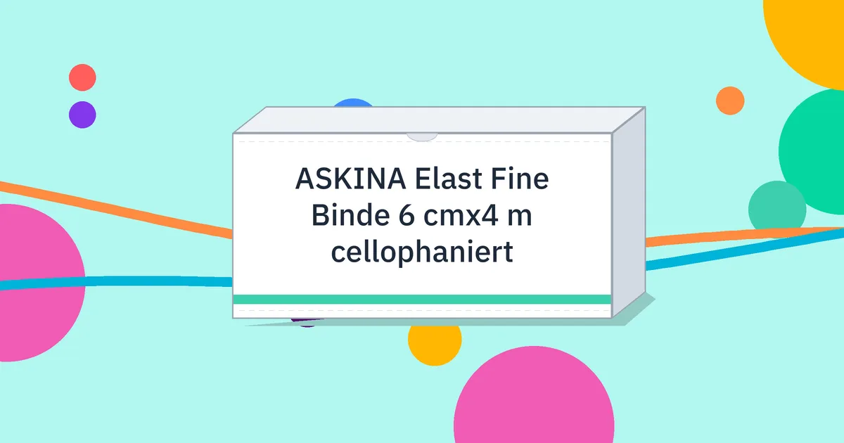 Symbolbild: Packung mit der Aufschrift ASKINA Elast Fine Binde 6 cmx4 m cellophaniert (PZN 00990480) – Verfügbarkeit und Bezug in Apotheken in Frankfurt am Main