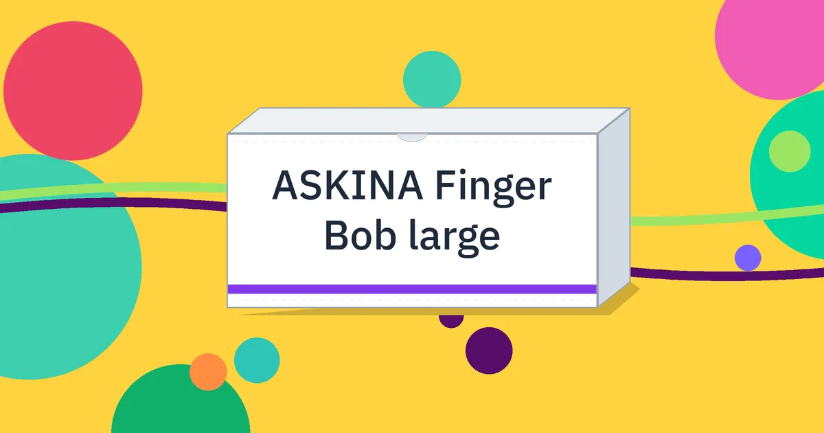 Symbolbild: Packung mit der Aufschrift ASKINA Finger Bob large (PZN 00050653) – Verfügbarkeit und Bezug in Apotheken in Frankfurt am Main