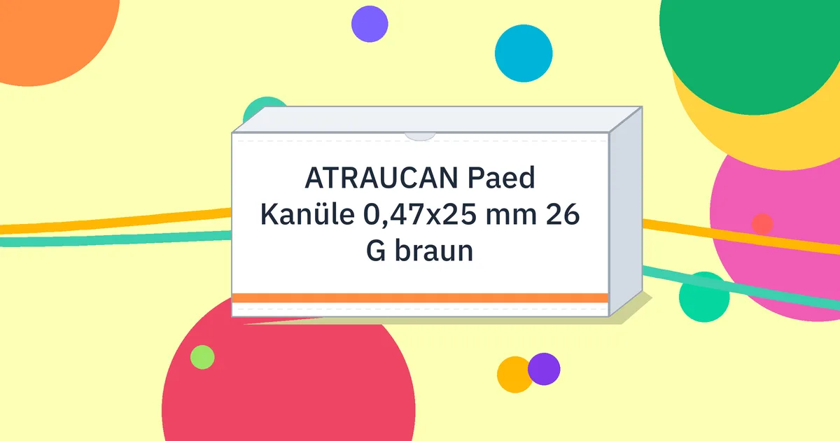 Symbolbild: Packung mit der Aufschrift ATRAUCAN Paed Kanüle 0,47x25 mm 26 G braun (PZN 06849713) – Verfügbarkeit und Bezug in Apotheken in Frankfurt am Main
