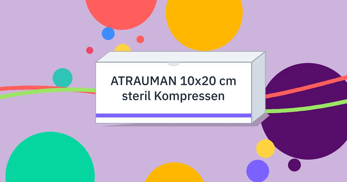 Symbolbild: Packung mit der Aufschrift ATRAUMAN 10x20 cm steril Kompressen (PZN 18124754) – Verfügbarkeit und Bezug in Apotheken in Frankfurt am Main