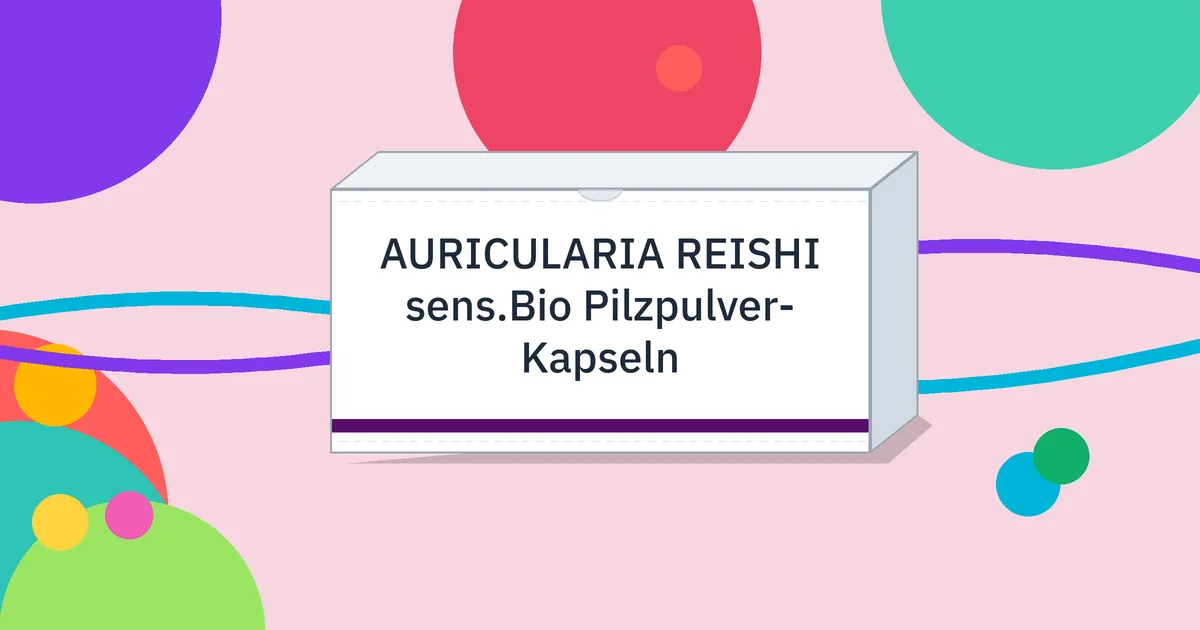Symbolbild: Packung mit der Aufschrift AURICULARIA REISHI sens.Bio Pilzpulver-Kapseln (PZN 19724226) – Verfügbarkeit und Bezug in Apotheken in Frankfurt am Main