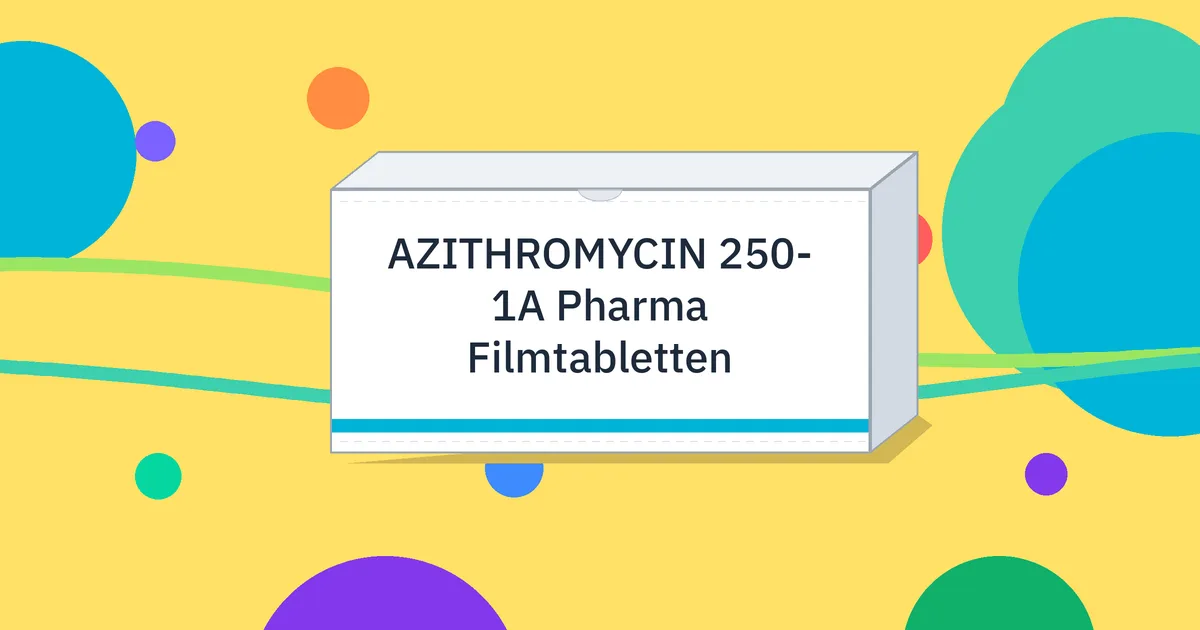Symbolbild: Packung mit der Aufschrift AZITHROMYCIN 250-1A Pharma Filmtabletten (PZN 07116987) – Verfügbarkeit und Bezug in Apotheken in Frankfurt am Main