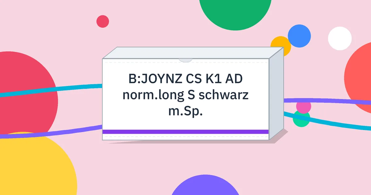 Symbolbild: Packung mit der Aufschrift B:JOYNZ CS K1 AD norm.long S schwarz m.Sp. (PZN 20527726) – Verfügbarkeit und Bezug in Apotheken in Frankfurt am Main