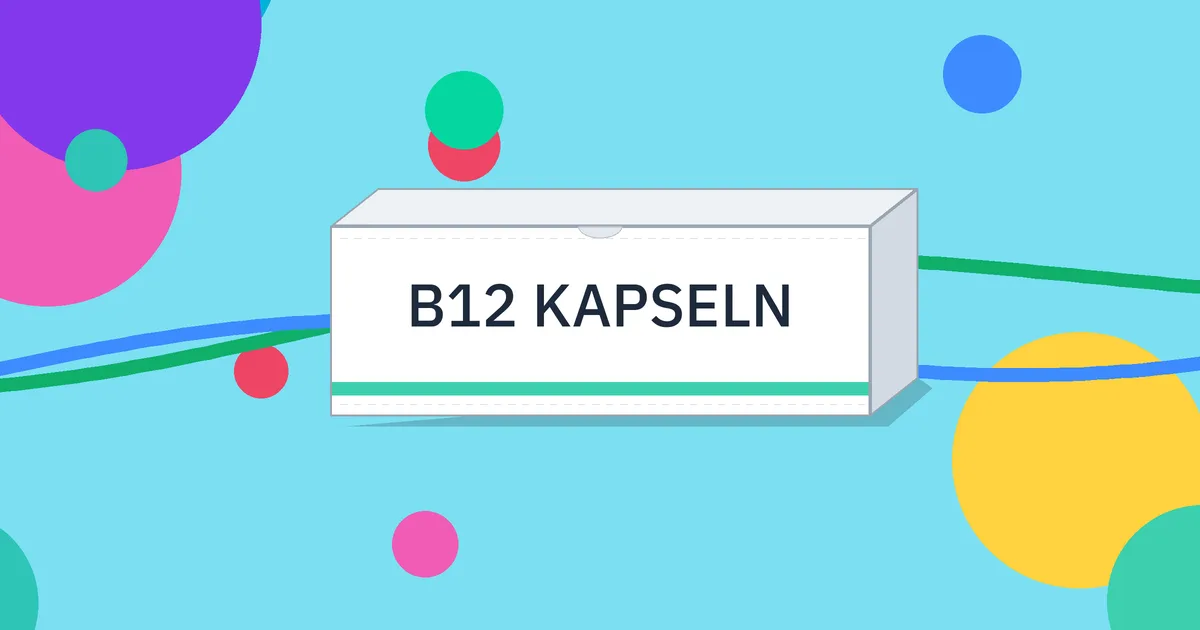 Symbolbild: Packung mit der Aufschrift B12 KAPSELN (PZN 01584115) – Verfügbarkeit und Bezug in Apotheken in Frankfurt am Main