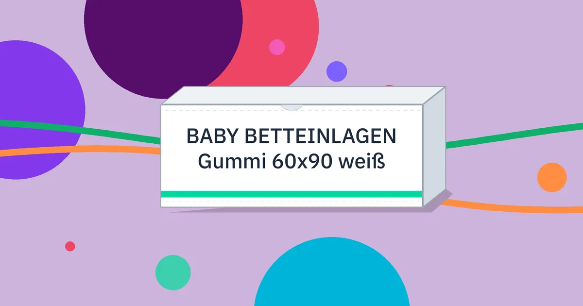 Symbolbild: Packung mit der Aufschrift BABY BETTEINLAGEN Gummi 60x90 weiß (PZN 04251093) – Verfügbarkeit und Bezug in Apotheken in Frankfurt am Main