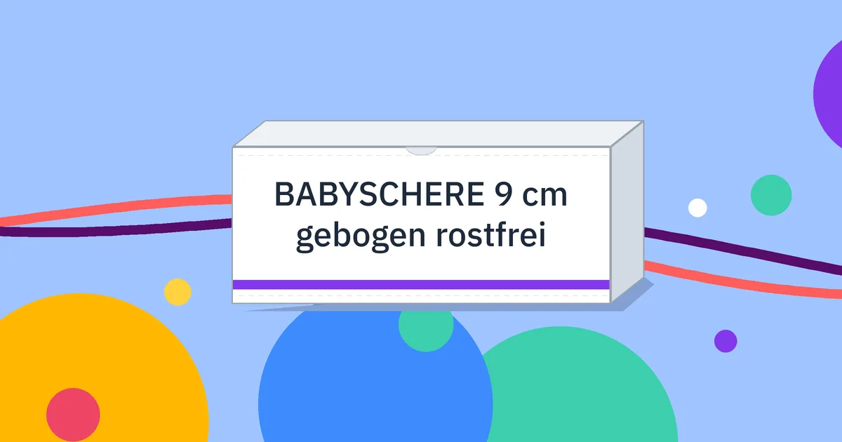 Symbolbild: Packung mit der Aufschrift BABYSCHERE 9 cm gebogen rostfrei (PZN 17287276) – Verfügbarkeit und Bezug in Apotheken in Frankfurt am Main