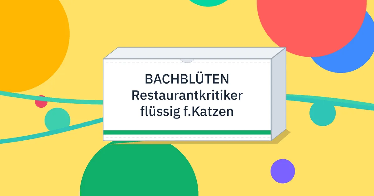 Symbolbild: Packung mit der Aufschrift BACHBLÜTEN Restaurantkritiker flüssig f.Katzen (PZN 10263551) – Verfügbarkeit und Bezug in Apotheken in Frankfurt am Main