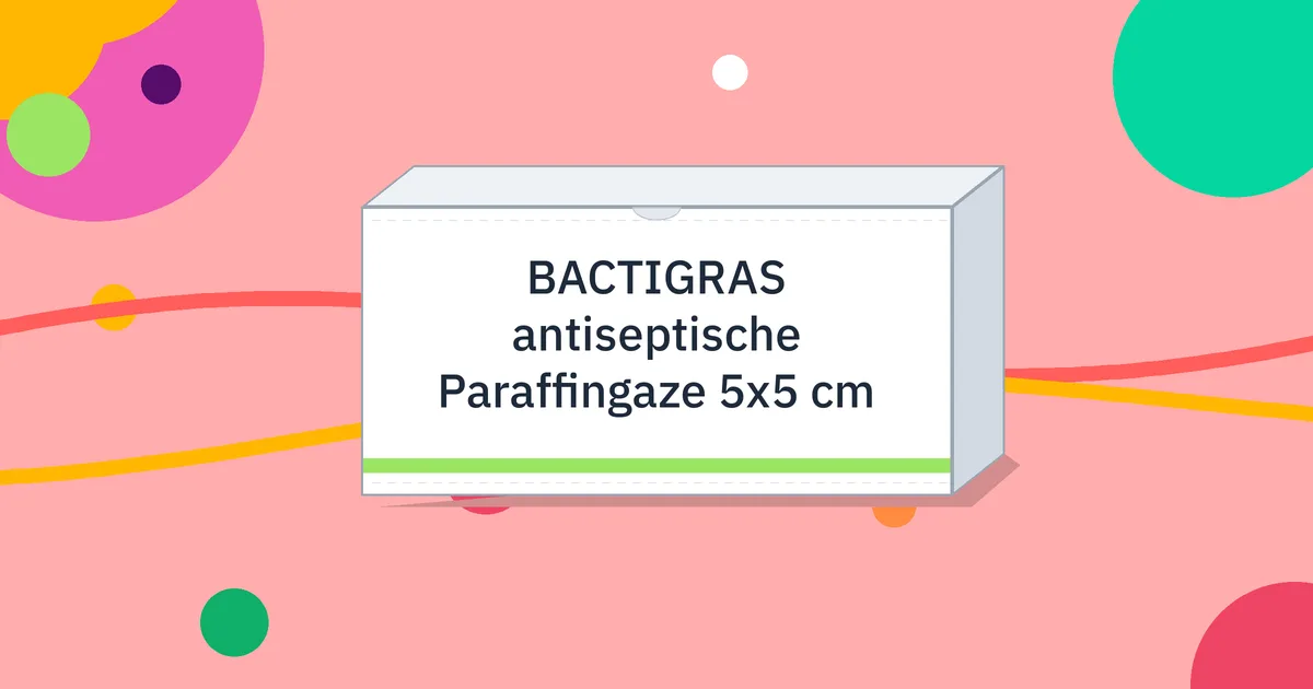 Symbolbild: Packung mit der Aufschrift BACTIGRAS antiseptische Paraffingaze 5x5 cm (PZN 18100156) – Verfügbarkeit und Bezug in Apotheken in Frankfurt am Main