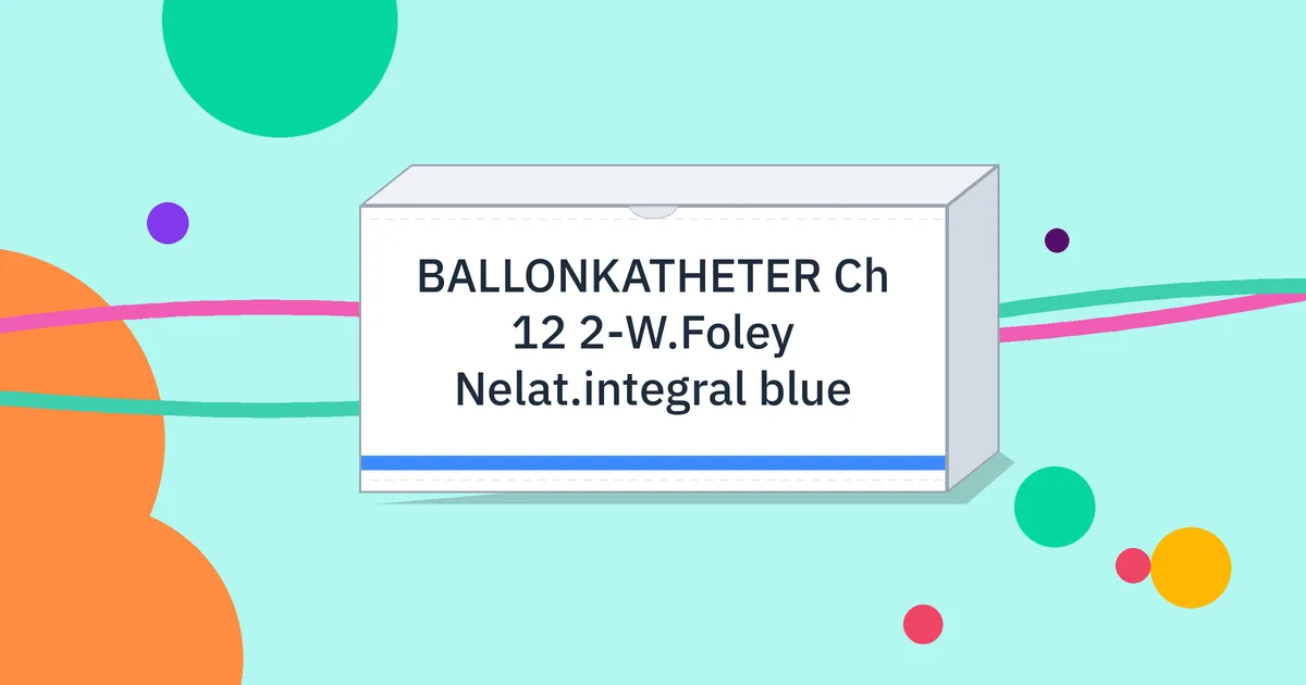 Symbolbild: Packung mit der Aufschrift BALLONKATHETER Ch 12 2-W.Foley Nelat.integral blue (PZN 14350287) – Verfügbarkeit und Bezug in Apotheken in Frankfurt am Main