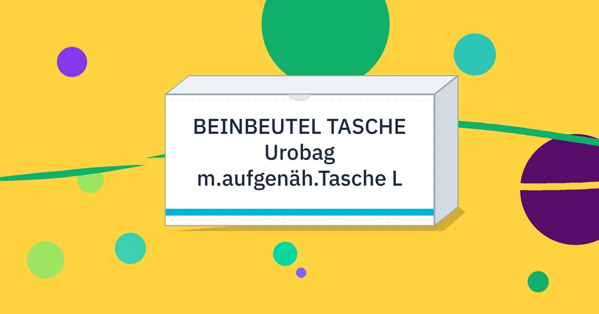 Symbolbild: Packung mit der Aufschrift BEINBEUTEL TASCHE Urobag m.aufgenäh.Tasche L (PZN 09293280) – Verfügbarkeit und Bezug in Apotheken in Frankfurt am Main