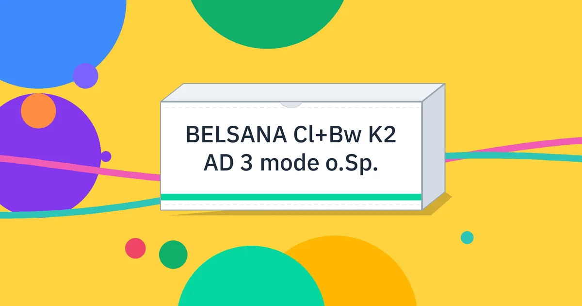 Symbolbild: Packung mit der Aufschrift BELSANA Cl+Bw K2 AD 3 mode o.Sp. (PZN 12241252) – Verfügbarkeit und Bezug in Apotheken in Frankfurt am Main