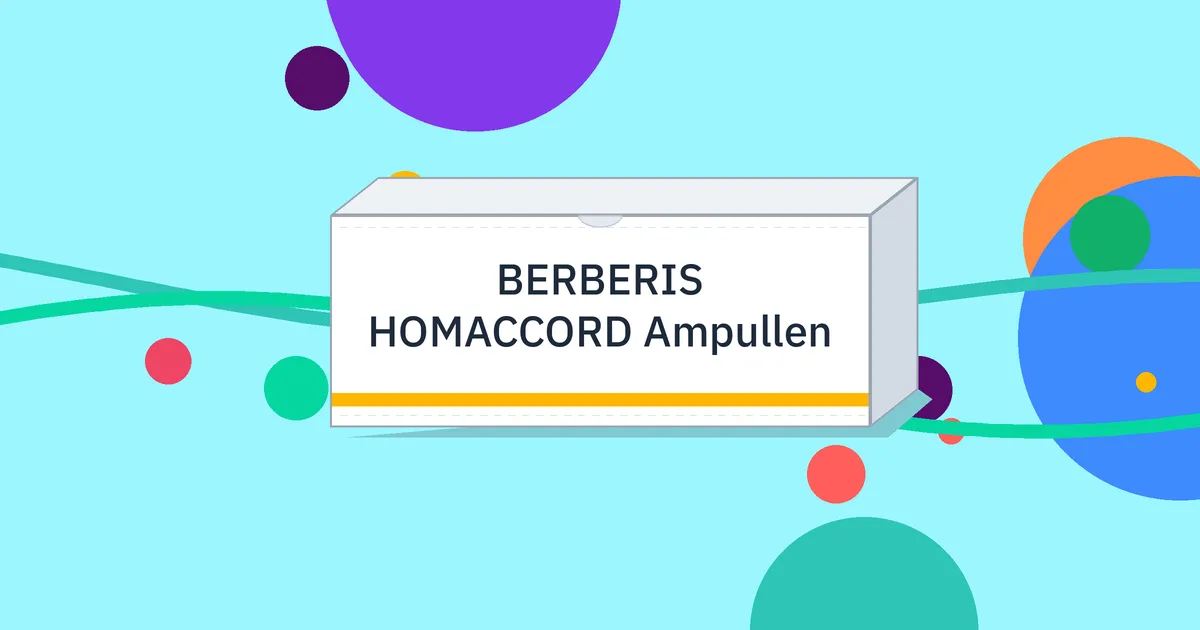 Symbolbild: Packung mit der Aufschrift BERBERIS HOMACCORD Ampullen (PZN 00117742) – Verfügbarkeit und Bezug in Apotheken in Frankfurt am Main
