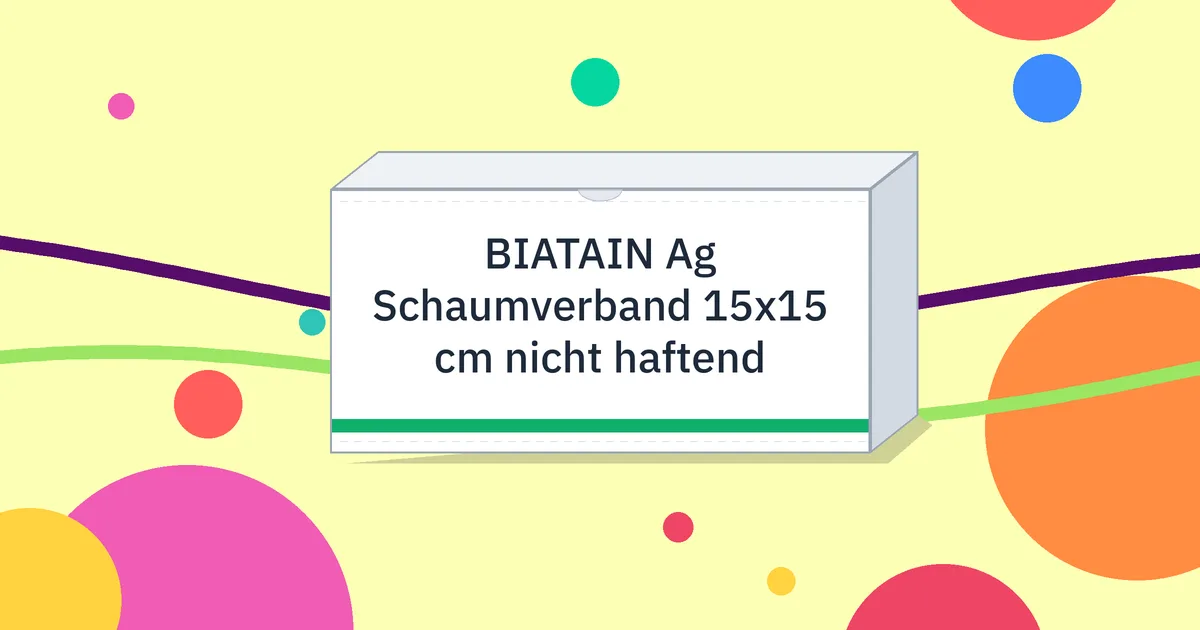 Symbolbild: Packung mit der Aufschrift BIATAIN Ag Schaumverband 15x15 cm nicht haftend (PZN 10837957) – Verfügbarkeit und Bezug in Apotheken in Frankfurt am Main
