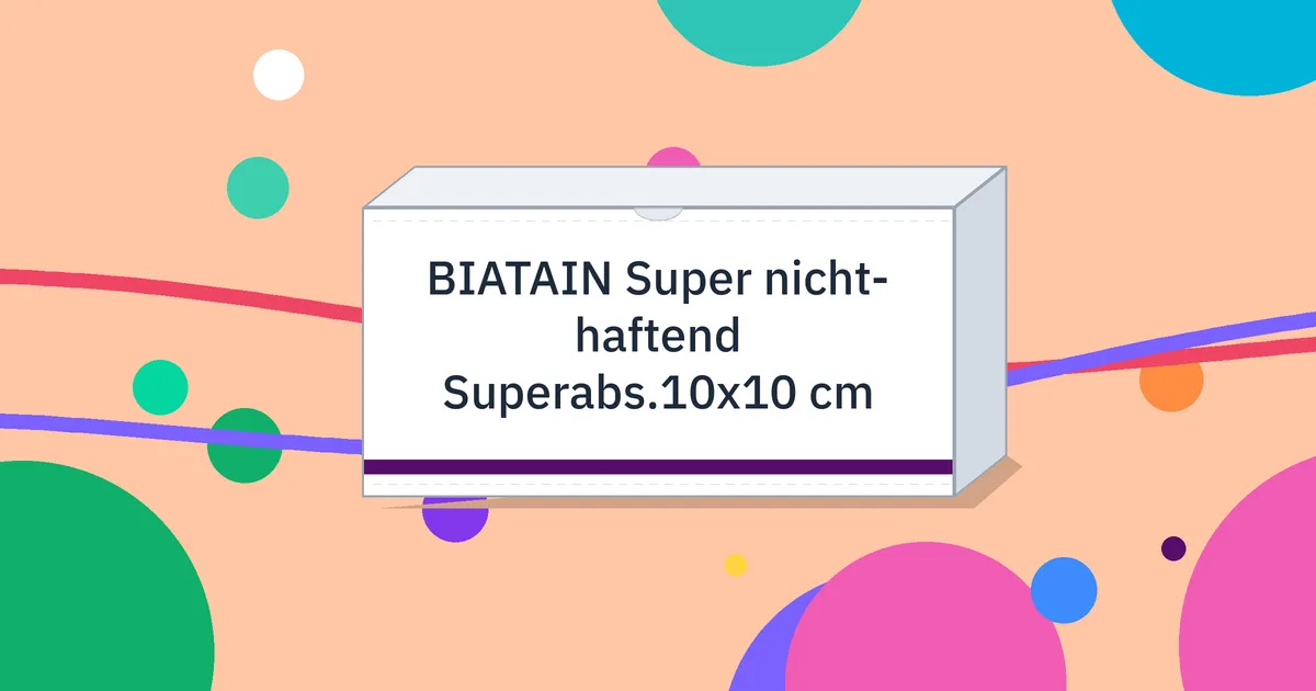 Symbolbild: Packung mit der Aufschrift BIATAIN Super nicht-haftend Superabs.10x10 cm (PZN 14331999) – Verfügbarkeit und Bezug in Apotheken in Frankfurt am Main