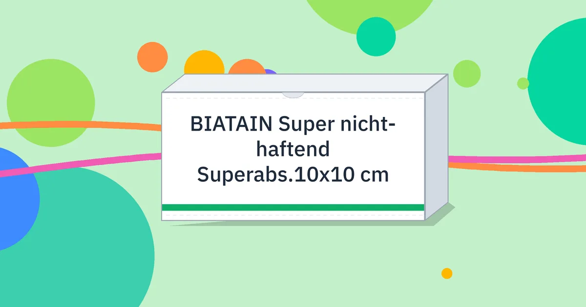 Symbolbild: Packung mit der Aufschrift BIATAIN Super nicht-haftend Superabs.10x10 cm (PZN 01403533) – Verfügbarkeit und Bezug in Apotheken in Frankfurt am Main