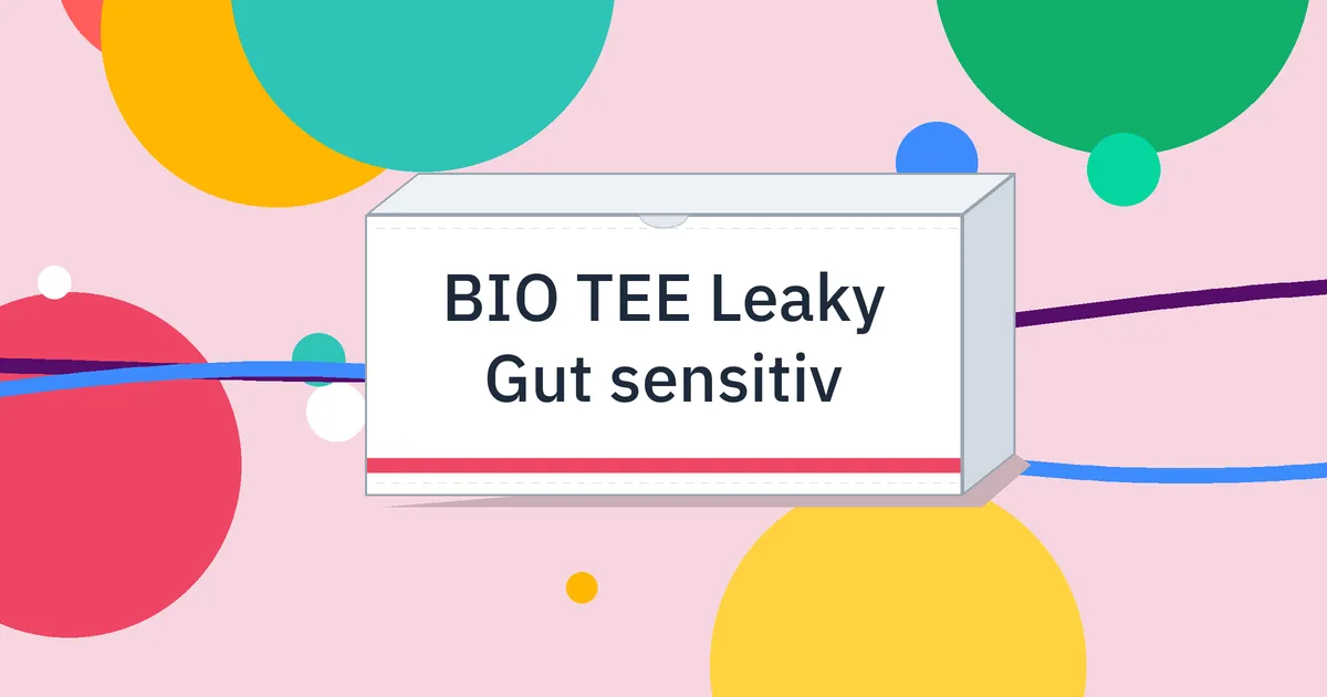 Symbolbild: Packung mit der Aufschrift BIO TEE Leaky Gut sensitiv (PZN 19365856) – Verfügbarkeit und Bezug in Apotheken in Frankfurt am Main