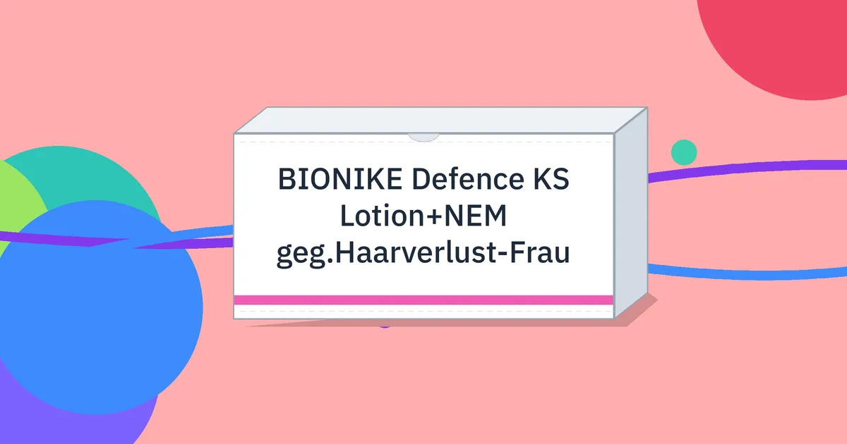 Symbolbild: Packung mit der Aufschrift BIONIKE Defence KS Lotion+NEM geg.Haarverlust-Frau (PZN 13751736) – Verfügbarkeit und Bezug in Apotheken in Frankfurt am Main
