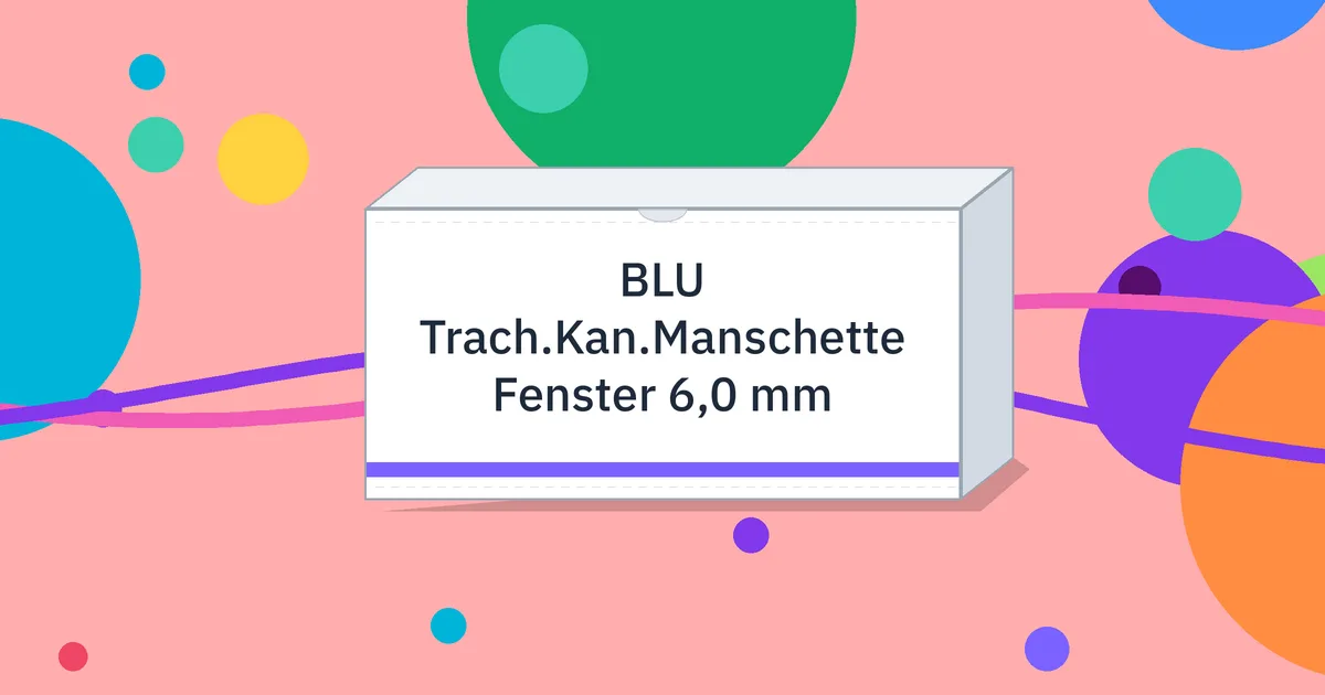 Symbolbild: Packung mit der Aufschrift BLU Trach.Kan.Manschette Fenster 6,0 mm (PZN 09216397) – Verfügbarkeit und Bezug in Apotheken in Frankfurt am Main