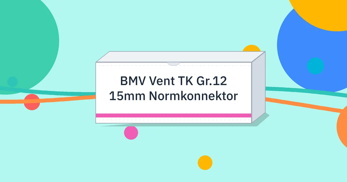 Symbolbild: Packung mit der Aufschrift BMV Vent TK Gr.12 15mm Normkonnektor (PZN 10959548) – Verfügbarkeit und Bezug in Apotheken in Frankfurt am Main
