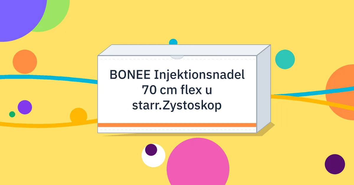 Symbolbild: Packung mit der Aufschrift BONEE Injektionsnadel 70 cm flex u starr.Zystoskop (PZN 17508955) – Verfügbarkeit und Bezug in Apotheken in Frankfurt am Main