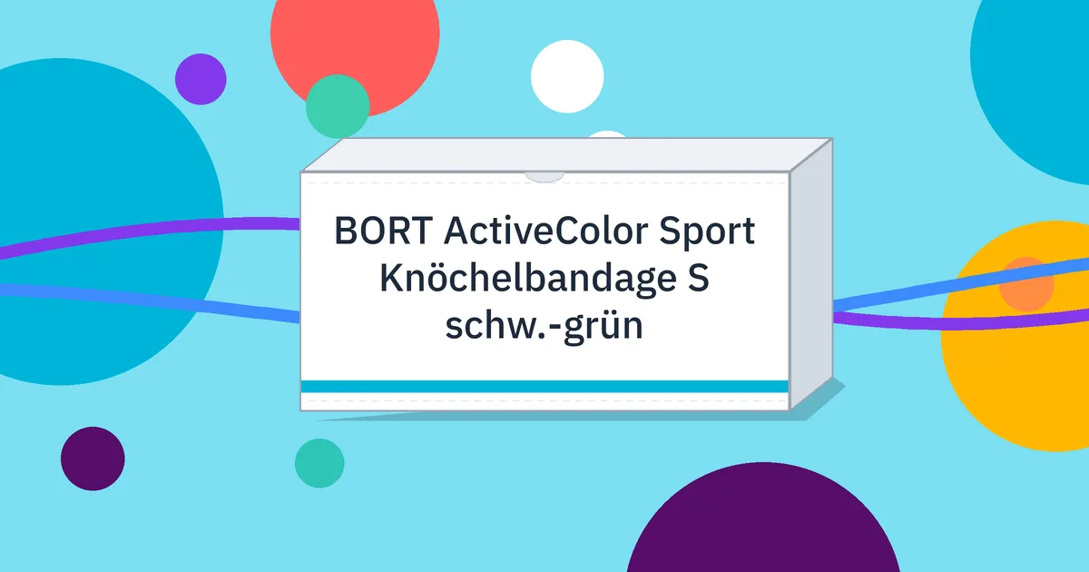 Symbolbild: Packung mit der Aufschrift BORT ActiveColor Sport Knöchelbandage S schw.-grün (PZN 12573830) – Verfügbarkeit und Bezug in Apotheken in Frankfurt am Main