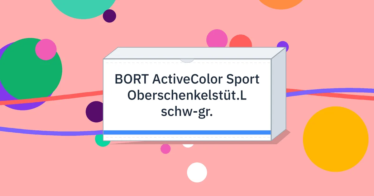 Symbolbild: Packung mit der Aufschrift BORT ActiveColor Sport Oberschenkelstüt.L schw-gr. (PZN 12573764) – Verfügbarkeit und Bezug in Apotheken in Frankfurt am Main