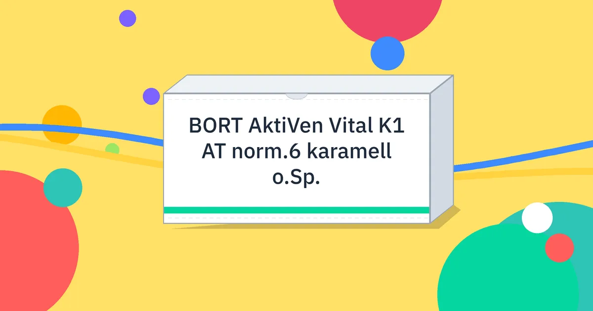 Symbolbild: Packung mit der Aufschrift BORT AktiVen Vital K1 AT norm.6 karamell o.Sp. (PZN 13736955) – Verfügbarkeit und Bezug in Apotheken in Frankfurt am Main