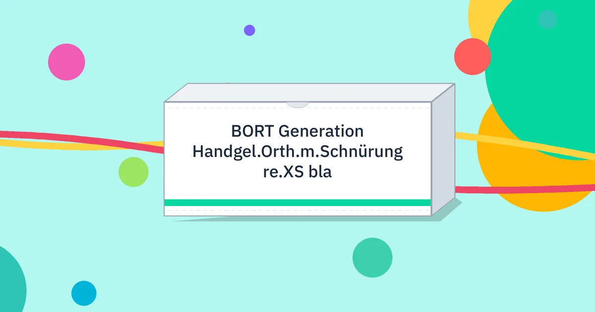 Symbolbild: Packung mit der Aufschrift BORT Generation Handgel.Orth.m.Schnürung re.XS bla (PZN 18114773) – Verfügbarkeit und Bezug in Apotheken in Frankfurt am Main