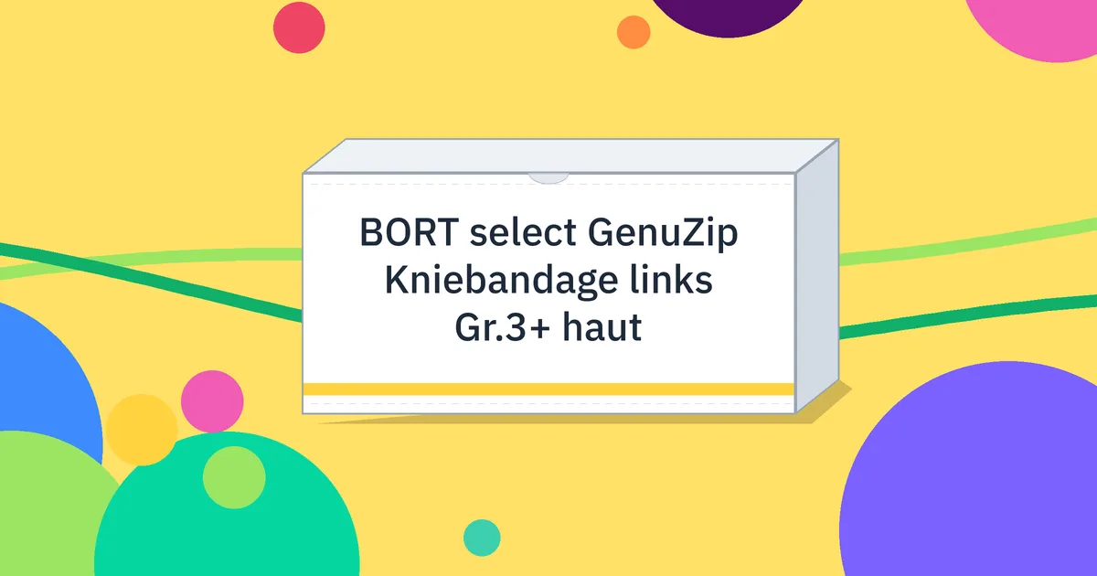 Symbolbild: Packung mit der Aufschrift BORT select GenuZip Kniebandage links Gr.3+ haut (PZN 16843901) – Verfügbarkeit und Bezug in Apotheken in Frankfurt am Main