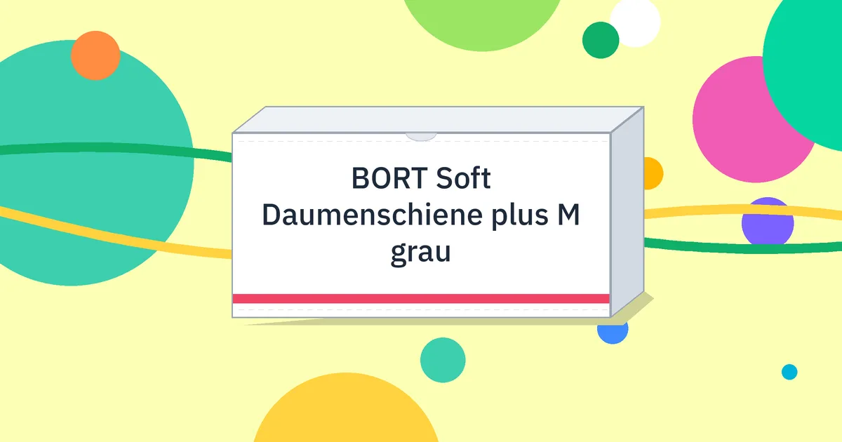 Symbolbild: Packung mit der Aufschrift BORT Soft Daumenschiene plus M grau (PZN 16318603) – Verfügbarkeit und Bezug in Apotheken in Frankfurt am Main