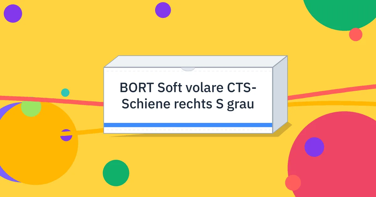 Symbolbild: Packung mit der Aufschrift BORT Soft volare CTS-Schiene rechts S grau (PZN 05564196) – Verfügbarkeit und Bezug in Apotheken in Frankfurt am Main