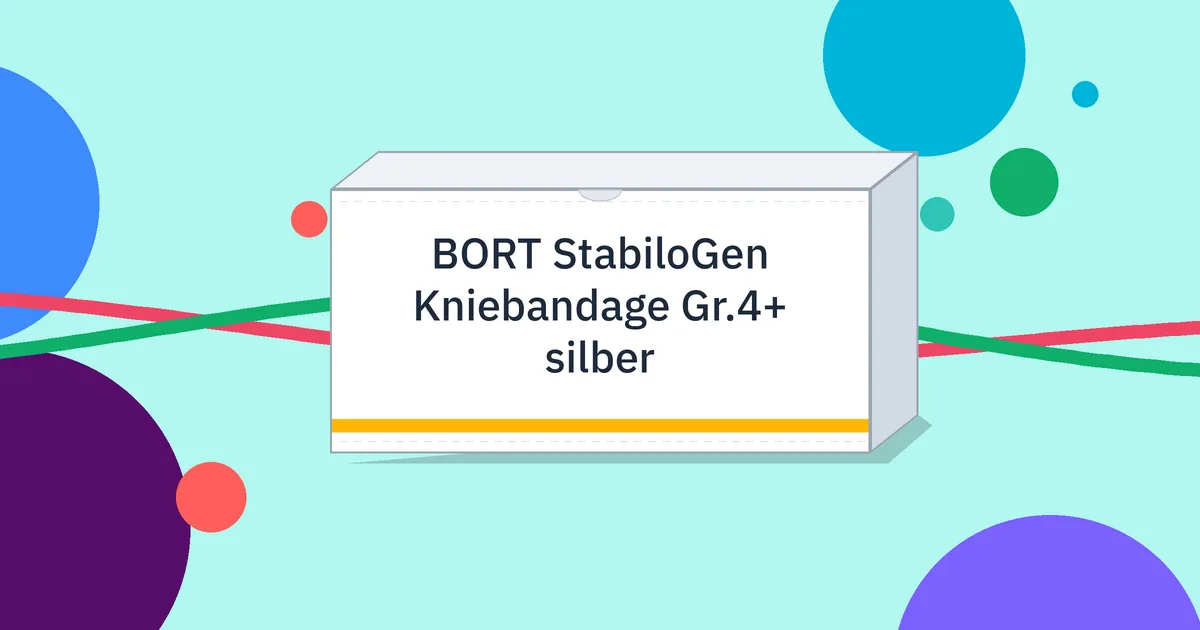 Symbolbild: Packung mit der Aufschrift BORT StabiloGen Kniebandage Gr.4+ silber (PZN 16846785) – Verfügbarkeit und Bezug in Apotheken in Frankfurt am Main
