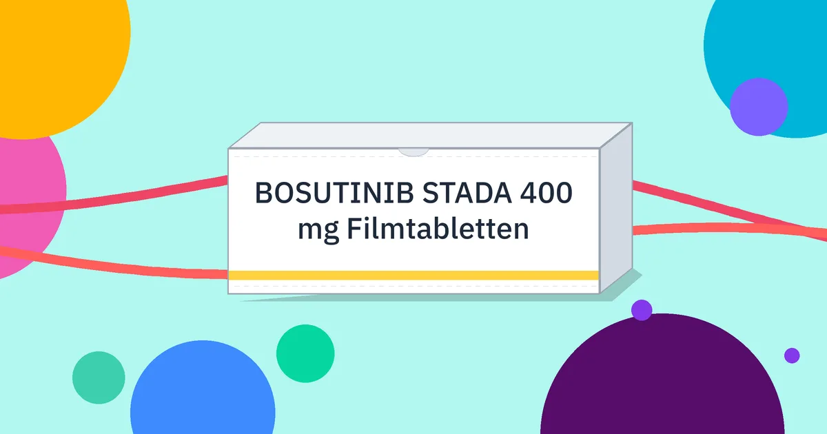 Symbolbild: Packung mit der Aufschrift BOSUTINIB STADA 400 mg Filmtabletten (PZN 19204343) – Verfügbarkeit und Bezug in Apotheken in Frankfurt am Main