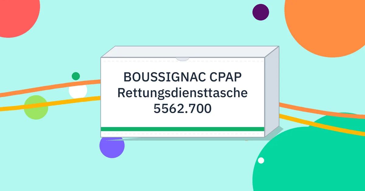 Symbolbild: Packung mit der Aufschrift BOUSSIGNAC CPAP Rettungsdiensttasche 5562.700 (PZN 09514427) – Verfügbarkeit und Bezug in Apotheken in Frankfurt am Main