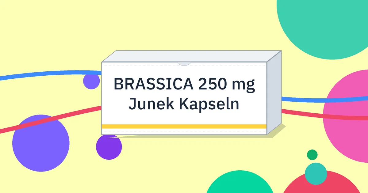 Symbolbild: Packung mit der Aufschrift BRASSICA 250 mg Junek Kapseln (PZN 01105907) – Verfügbarkeit und Bezug in Apotheken in Frankfurt am Main