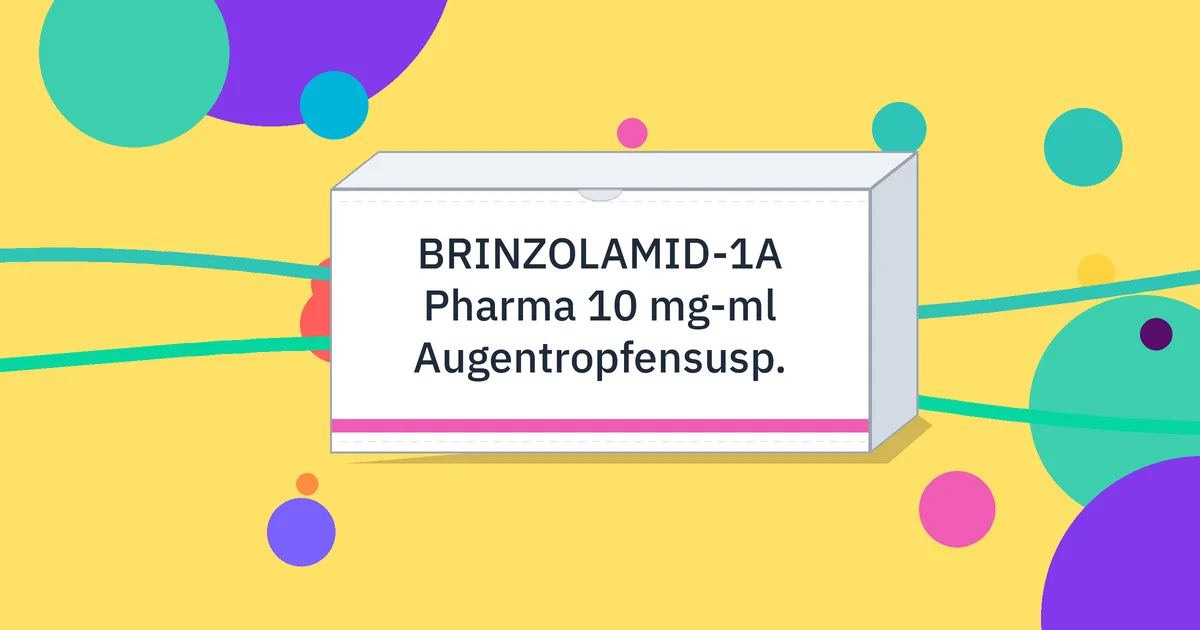 Symbolbild: Packung mit der Aufschrift BRINZOLAMID-1A Pharma 10 mg-ml Augentropfensusp. (PZN 10738126) – Verfügbarkeit und Bezug in Apotheken in Frankfurt am Main