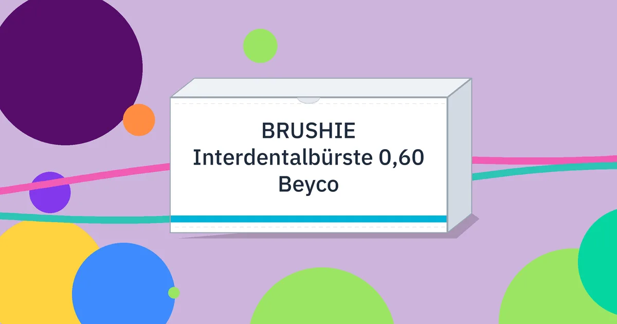 Symbolbild: Packung mit der Aufschrift BRUSHIE Interdentalbürste 0,60 Beyco (PZN 09043927) – Verfügbarkeit und Bezug in Apotheken in Frankfurt am Main