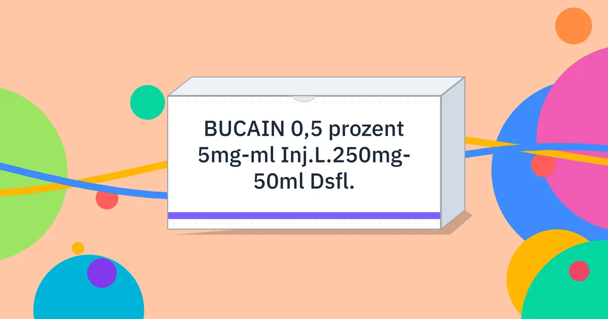 Symbolbild: Packung mit der Aufschrift BUCAIN 0,5 prozent 5mg-ml Inj.L.250mg-50ml Dsfl. (PZN 11353687) – Verfügbarkeit und Bezug in Apotheken in Frankfurt am Main