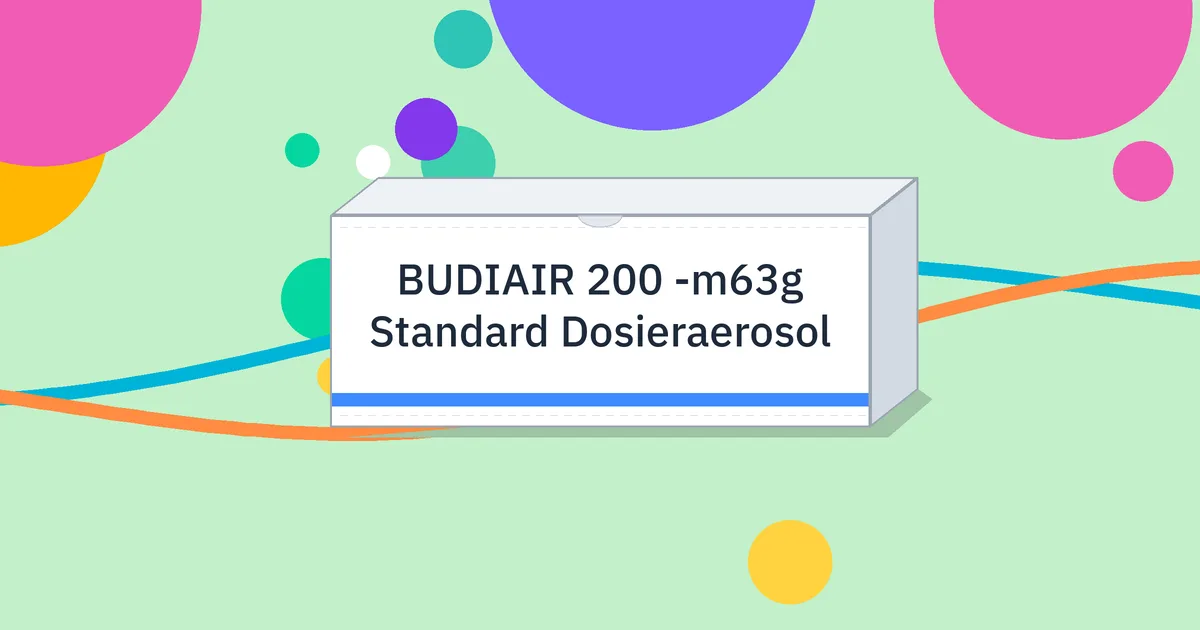 Symbolbild: Packung mit der Aufschrift BUDIAIR 200 -m63g Standard Dosieraerosol (PZN 06707663) – Verfügbarkeit und Bezug in Apotheken in Frankfurt am Main