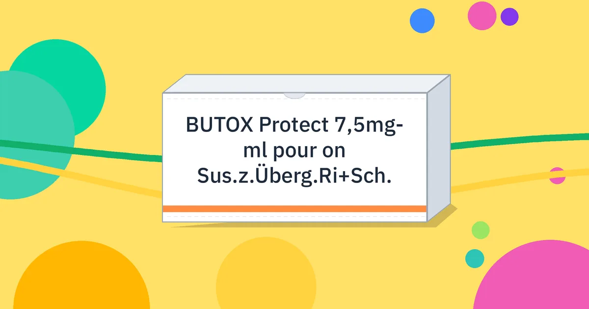 Symbolbild: Packung mit der Aufschrift BUTOX Protect 7,5mg-ml pour on Sus.z.Überg.Ri+Sch. (PZN 10109672) – Verfügbarkeit und Bezug in Apotheken in Frankfurt am Main