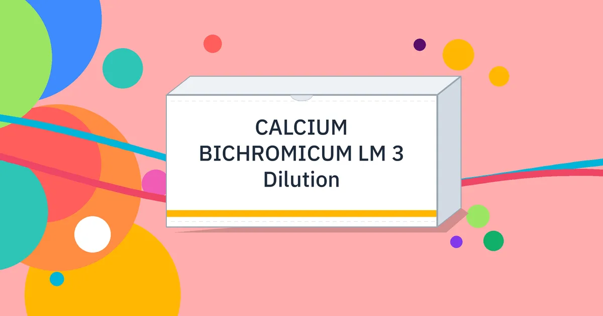 Symbolbild: Packung mit der Aufschrift CALCIUM BICHROMICUM LM 3 Dilution (PZN 13407134) – Verfügbarkeit und Bezug in Apotheken in Frankfurt am Main