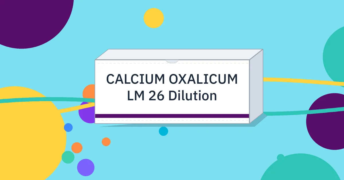 Symbolbild: Packung mit der Aufschrift CALCIUM OXALICUM LM 26 Dilution (PZN 13410395) – Verfügbarkeit und Bezug in Apotheken in Frankfurt am Main
