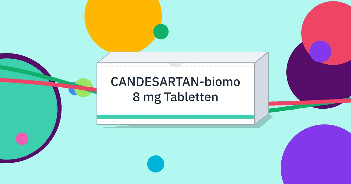 Symbolbild: Packung mit der Aufschrift CANDESARTAN-biomo 8 mg Tabletten (PZN 09474923) – Verfügbarkeit und Bezug in Apotheken in Frankfurt am Main