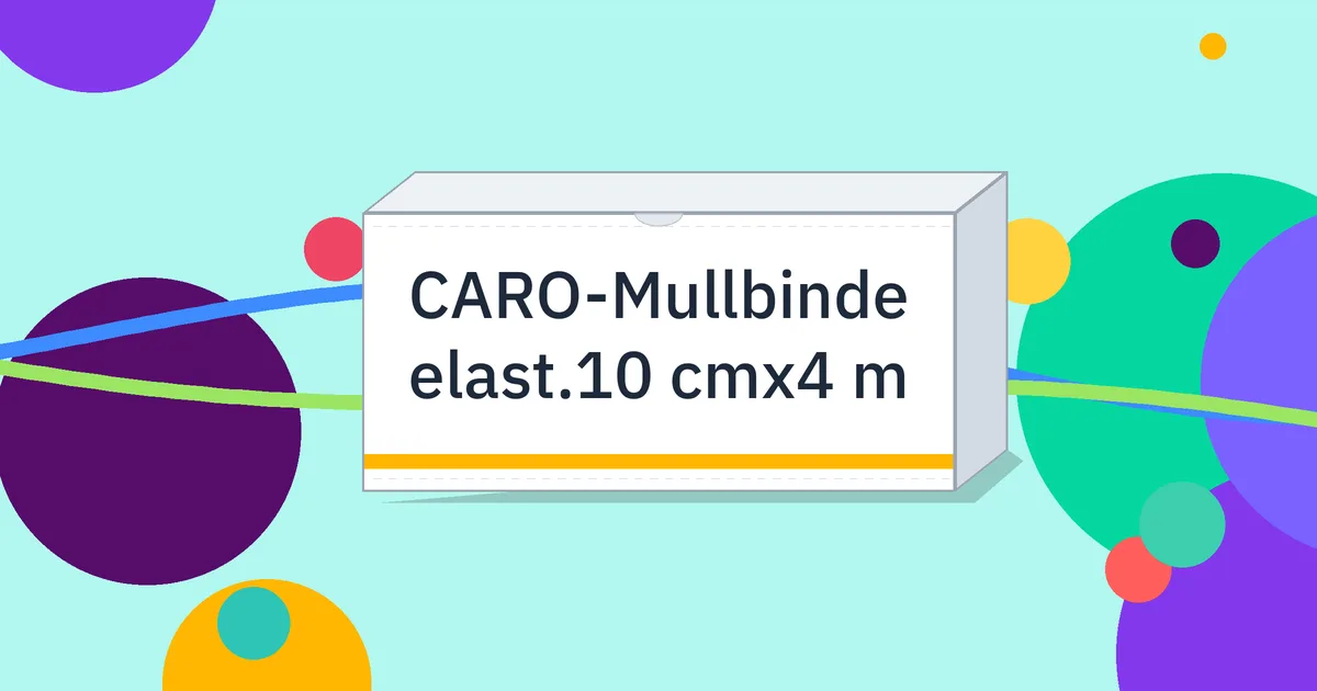 Symbolbild: Packung mit der Aufschrift CARO-Mullbinde elast.10 cmx4 m (PZN 11670241) – Verfügbarkeit und Bezug in Apotheken in Frankfurt am Main