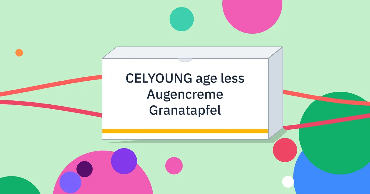 Symbolbild: Packung mit der Aufschrift CELYOUNG age less Augencreme Granatapfel (PZN 10987295) – Verfügbarkeit und Bezug in Apotheken in Frankfurt am Main